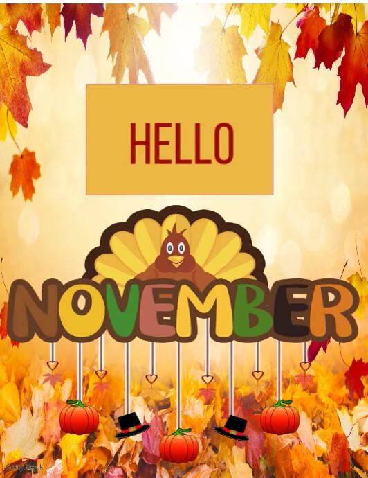 Orange Joyful Hello November Flyer (us Letter), November greeting card ...