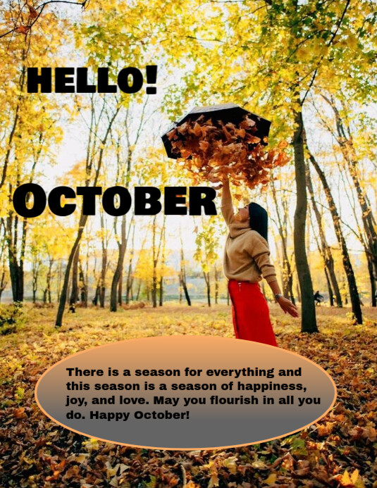 Orange Joyful Hello October Flyer (us Letter) Template | PosterMyWall