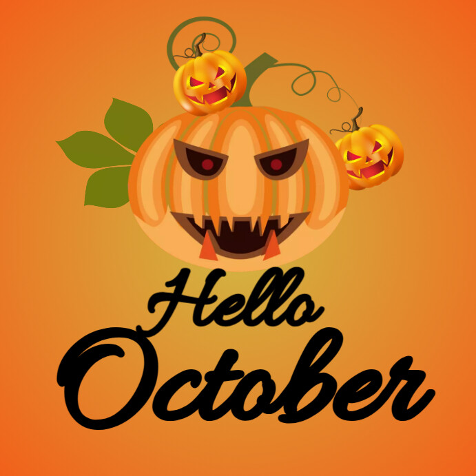 Orange Joyful Hello October Instagram Post Template | PosterMyWall