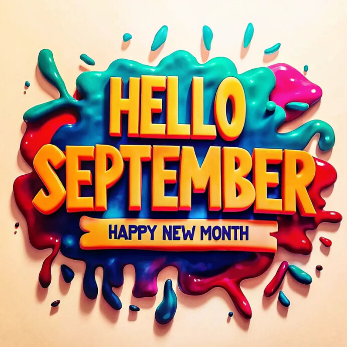 Orange Joyful Hello September – Happy New Month Instagram Post Template ...