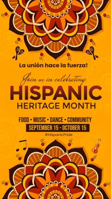 Orange Joyful Hispanic Heritage Month Instagram Story Template ...