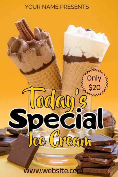 Orange Joyful Ice Cream Poster Template | PosterMyWall