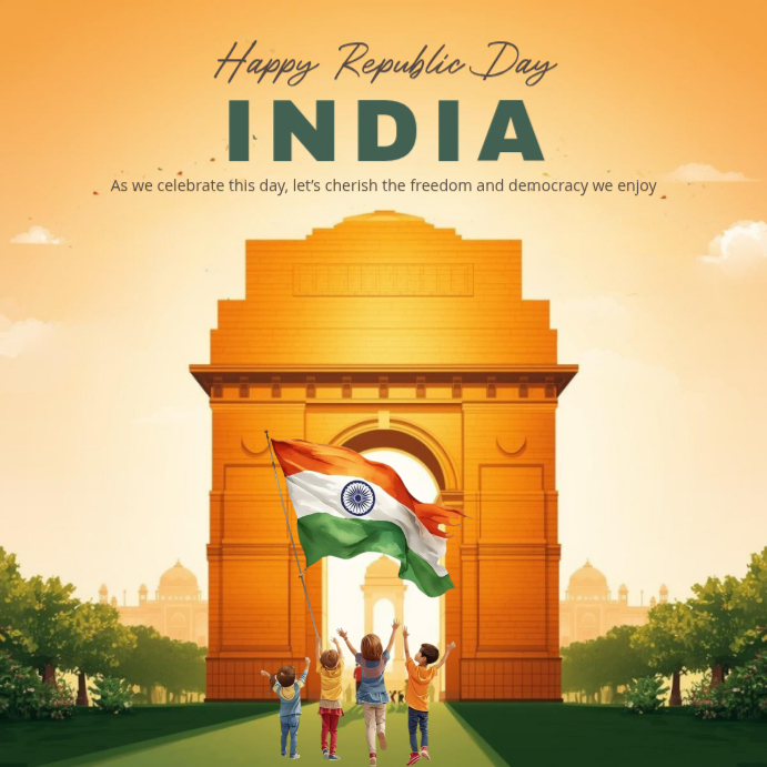 Orange Joyful India Republic Day Social Media Post Instagram Post ...