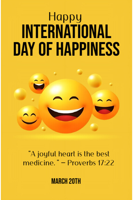 Orange Joyful International Day Of Happiness Poster Template | PosterMyWall