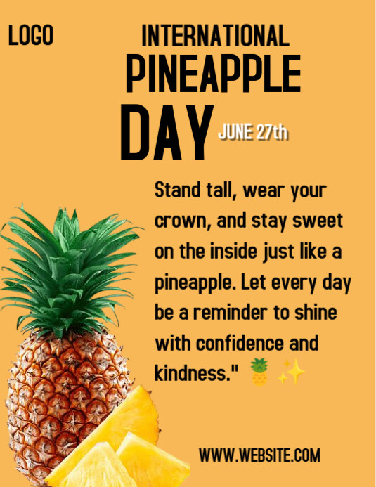 Copy of Orange Joyful International Pineapple Day Flyer (us Letter ...