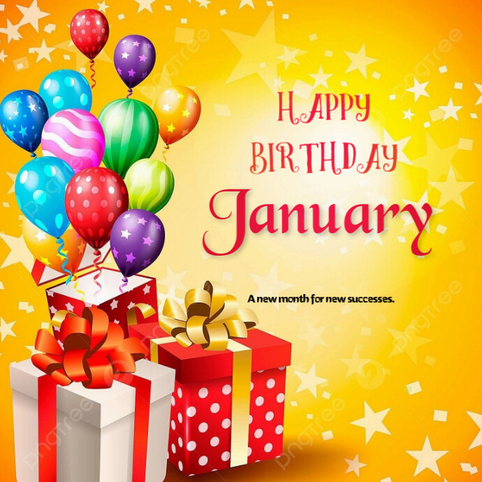 Orange Joyful January Birthday 2025 Logo Templat | PosterMyWall