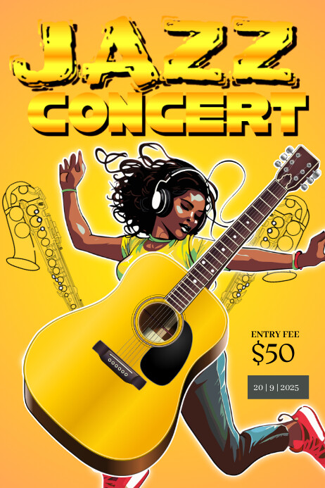Orange Joyful Jazz Concert Poster Template | PosterMyWall