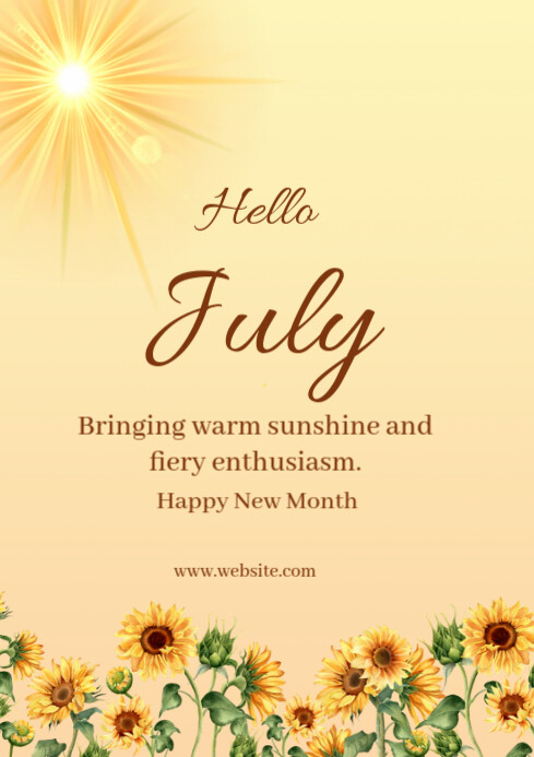 Orange Joyful July Month A4 Template | PosterMyWall