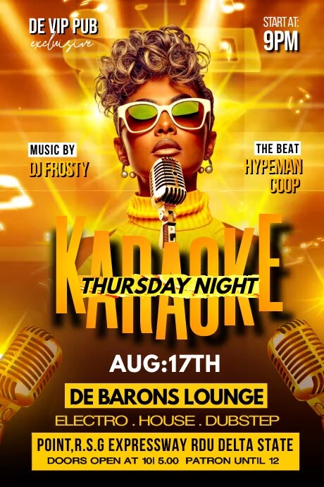 Plantilla de Orange Joyful Karaoke Banner Poster | PosterMyWall