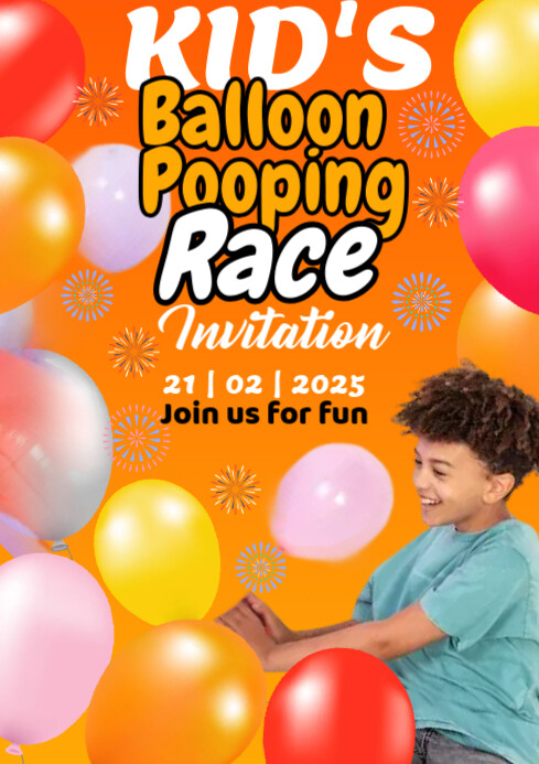 Copy of Orange Joyful Kids Balloon Race A4 | PosterMyWall