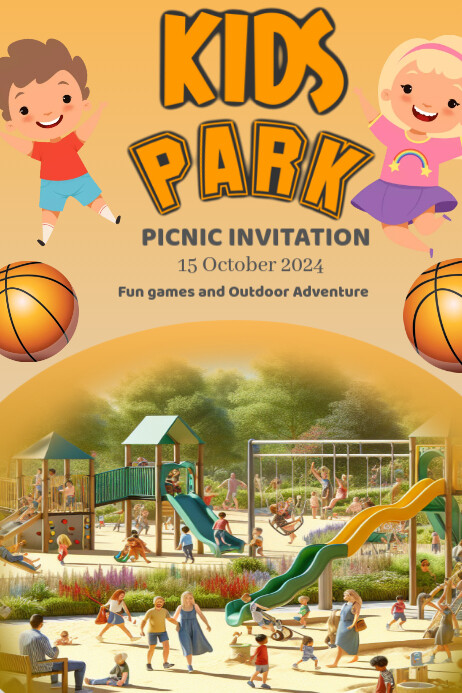 Orange Joyful Kids Park Poster Template | PosterMyWall