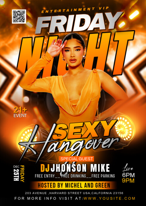 Orange Joyful Ladies Night Out Party Poster A4 Template | PosterMyWall