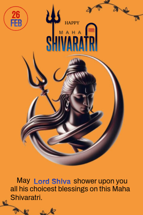 Orange Joyful Maha Shivaratri Poster Template | PosterMyWall