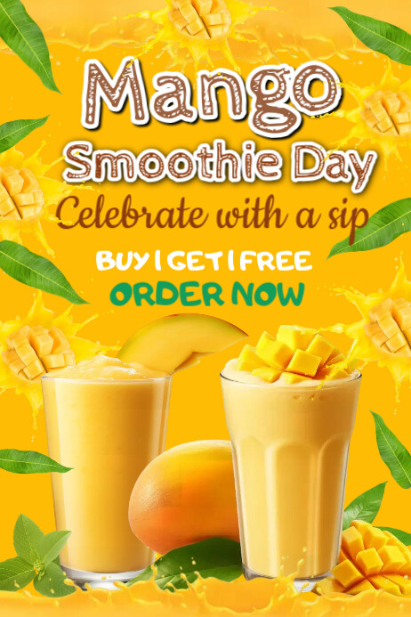 Copy of Orange Joyful Mango Smoothie Day Poster | PosterMyWall