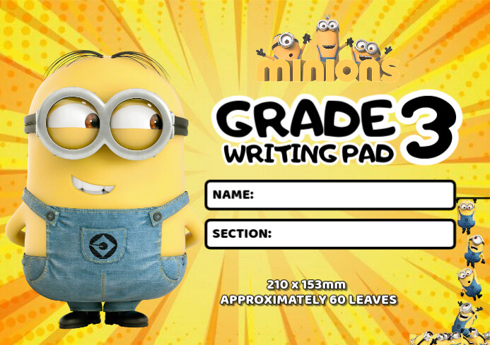 Orange Joyful Minions Theme Writing Pad A4 Template | PosterMyWall