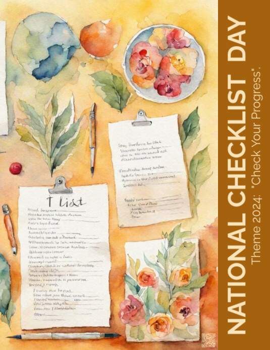 Orange Joyful National Checklist Day Flyer (us Letter) Template ...