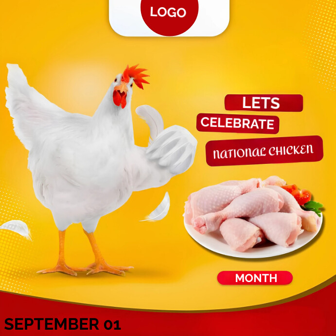 Orange Joyful National Chicken Month Celebrat Template | PosterMyWall