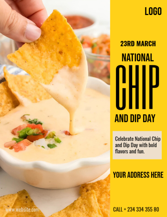 Orange Joyful National Chip and Dip Day Flyer Template | PosterMyWall