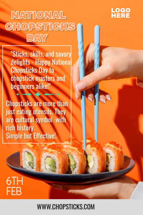 Orange Joyful National Chopsticks Day Celebration Poster Template ...
