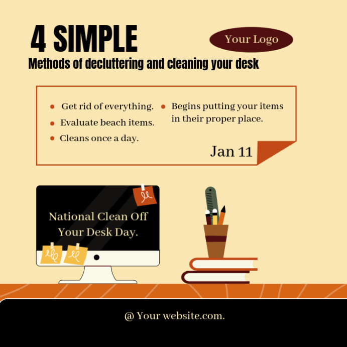 Copy of Orange Joyful National Clean Off Your Desk Day Online Design ...