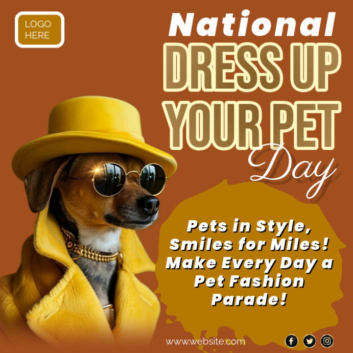 Orange Joyful National Dress Up Your Pet Day Instagram Post Template ...