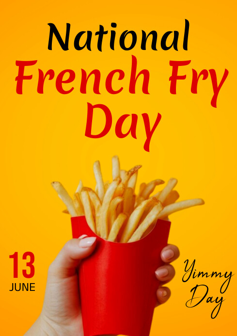Szablon Orange Joyful National French Fry Day A4 | PosterMyWall