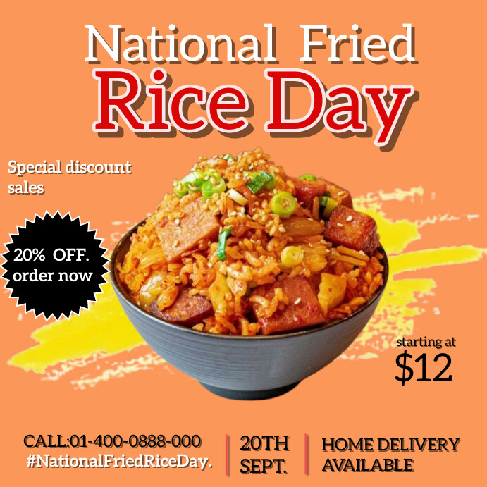 Modèle Orange Joyful National Fried Rice Day Instag | PosterMyWall