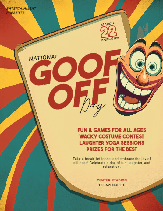 Copy of Orange Joyful National Goof Off Day Event Flyer (us Letter ...