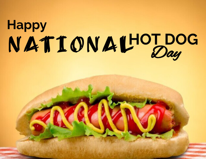 Orange Joyful National Hot Dog Day Flyer (us Template | PosterMyWall