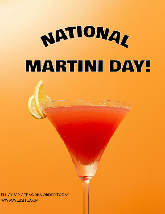 Orange Joyful National Martini Day Flyer (us Template | PosterMyWall