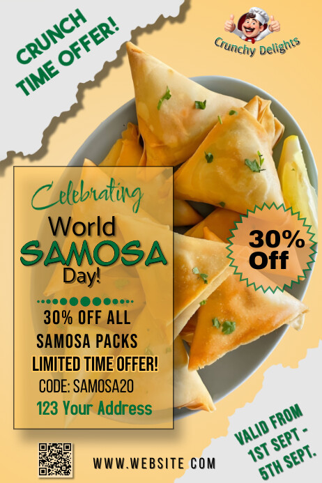 Orange Joyful National Samosa Day Poster Template | PosterMyWall