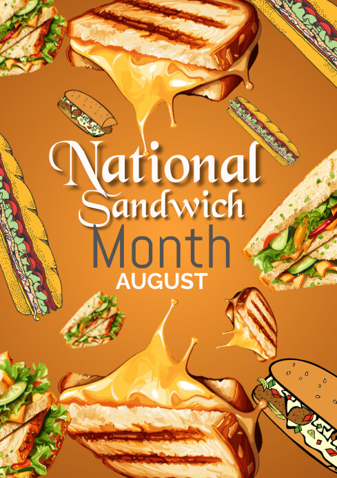 Copy of Orange Joyful National Sandwich Month A4 | PosterMyWall