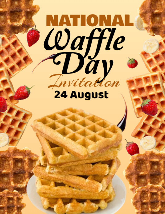 Orange Joyful National Waffle Day Invitation Flyer (us Letter) Template ...