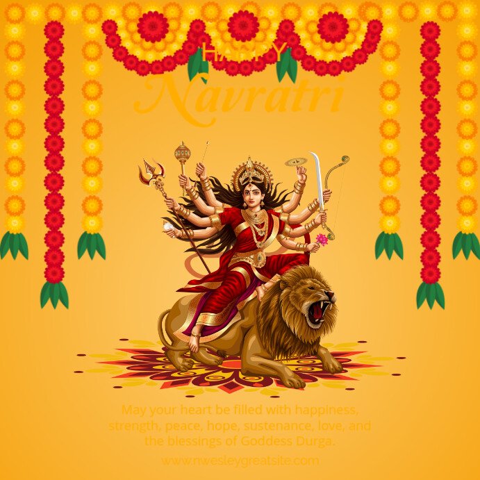 Orange Joyful Navratri Square (1:1) Template | PosterMyWall
