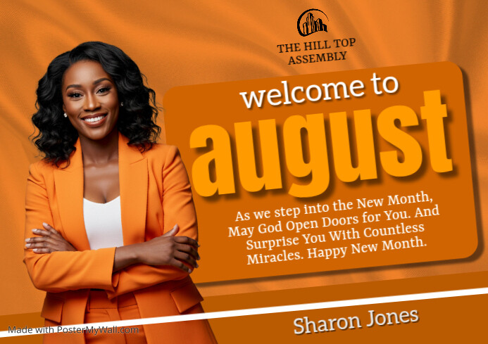 Orange Joyful New Month August A4 Template | PosterMyWall