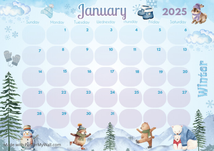 Copy of December Cute Calendar Template A4 | PosterMyWall