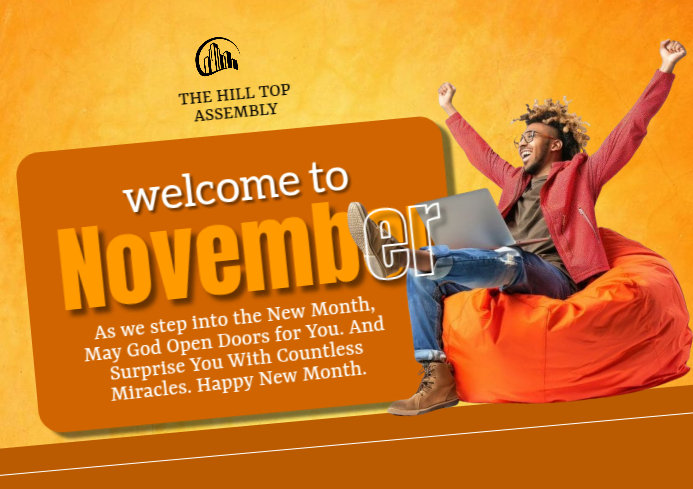 Orange Joyful November New Month A4 Template | PosterMyWall