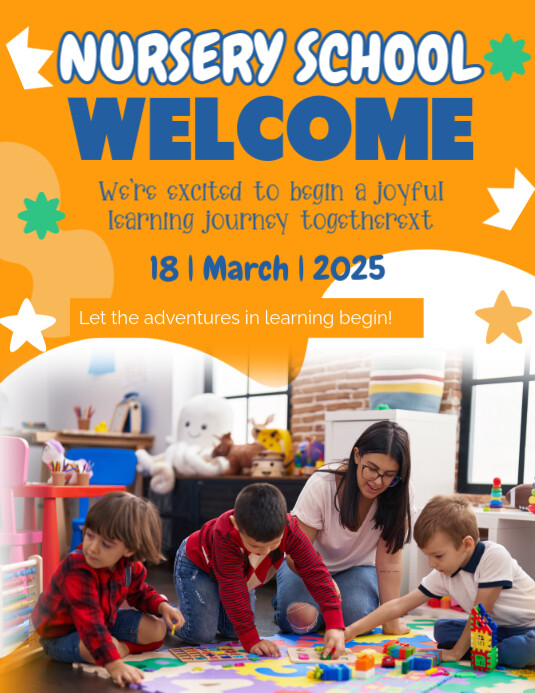 Orange Joyful Nursery School Welcome Flyer (us Letter) Template ...