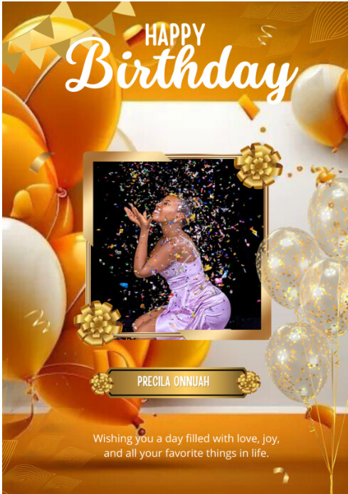 Plantilla de Orange Joyful Orange And White Modern Happy Birthday ...