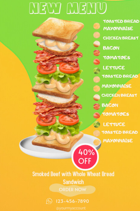 Orange Joyful Orange Green Modern Food New Menu Advertising Poster ...