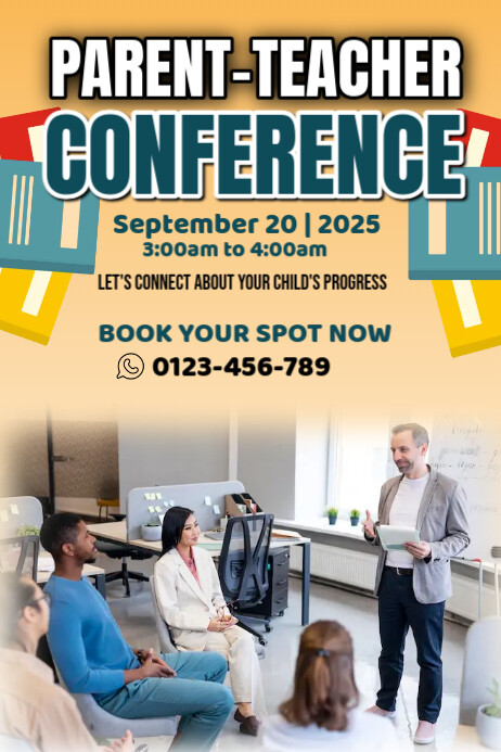 Orange Joyful Parent Teacher Conference Poster Template | PosterMyWall