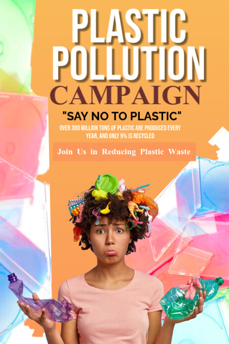 Copy of Orange Joyful Plastic Pollution Campaign Poster | PosterMyWall