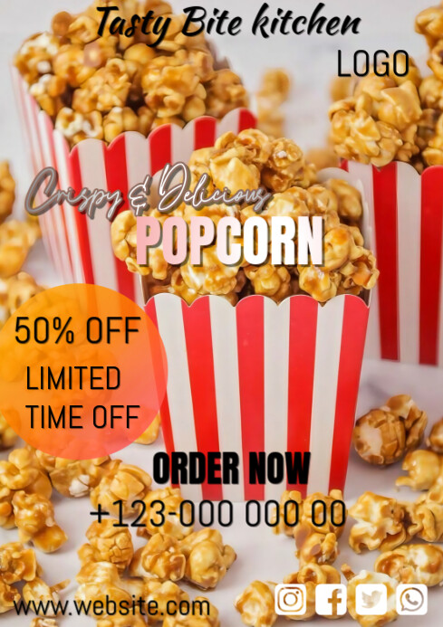 Copy of Orange Joyful Popcorn Flyer A4 | PosterMyWall