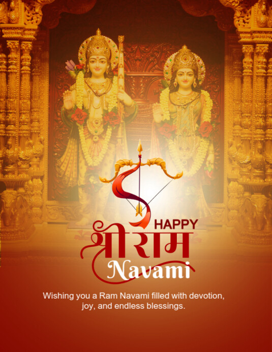 Orange Joyful Rama Navami Flyer (us Letter) Template | PosterMyWall