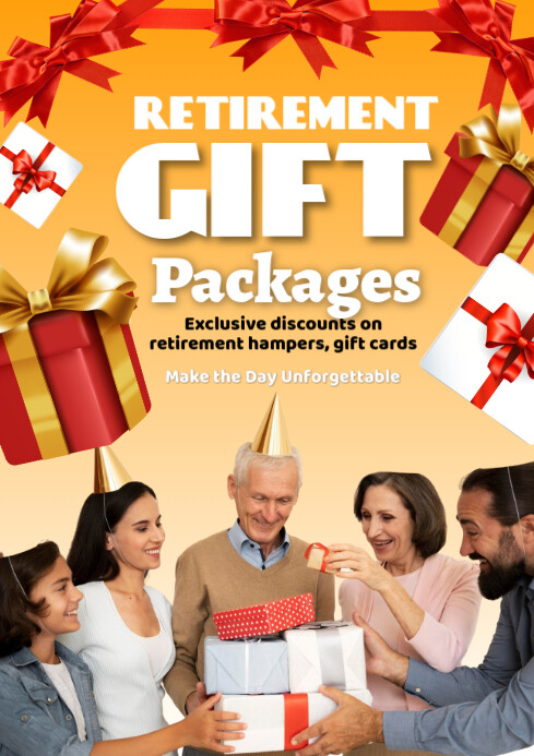 Modèle Orange Joyful Retirement Gift Packages A4 | PosterMyWall