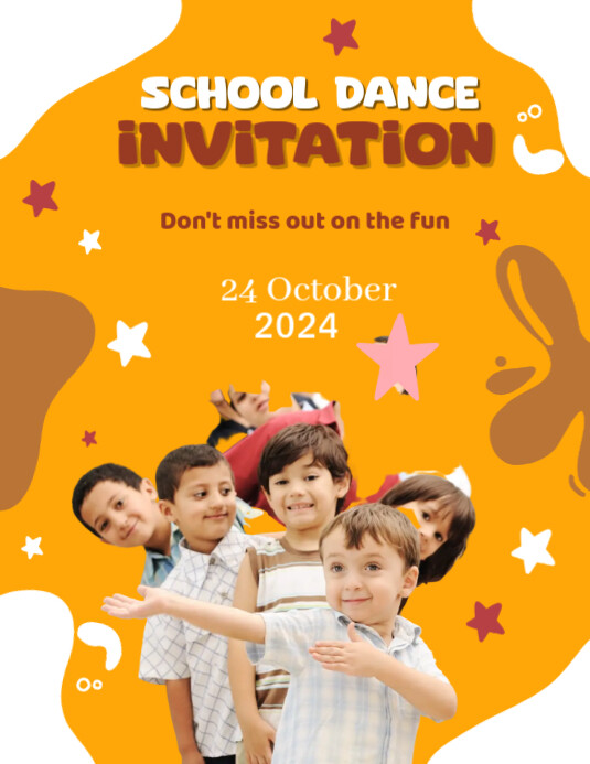 Orange Joyful School Dance Invitation Flyer (us Letter) Template ...