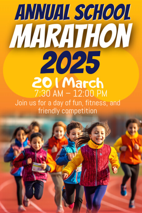 Orange Joyful School Marathon Poster Template | PosterMyWall