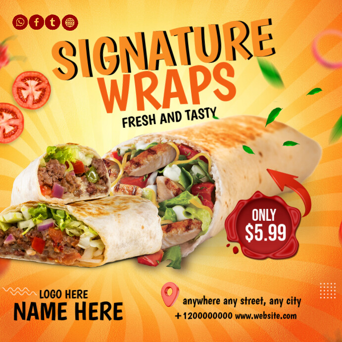 Orange Joyful Shawarma Sales Ad Instagram Post Template | PosterMyWall