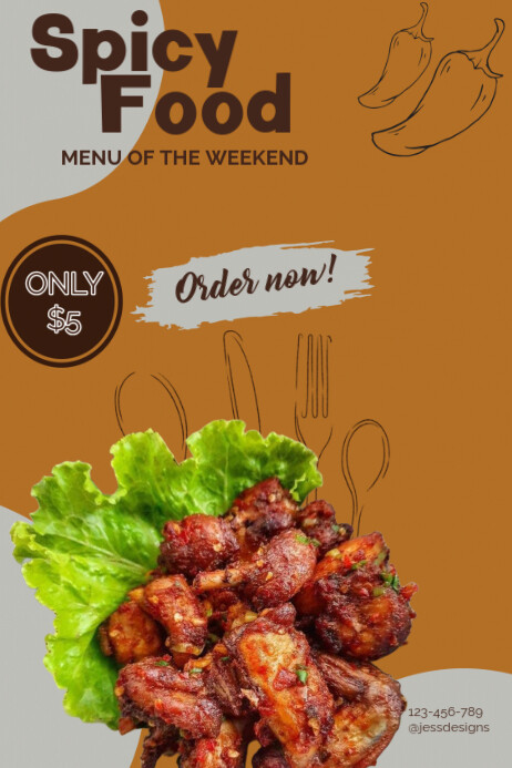 Plantilla de Orange Joyful Spicy Food Poster | PosterMyWall