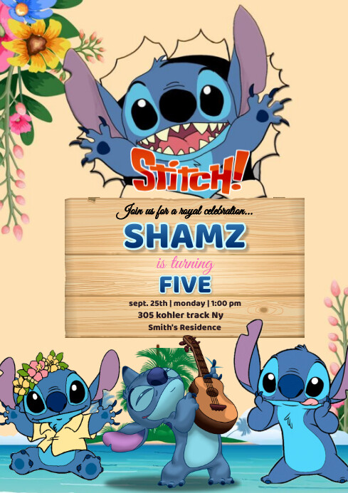 Copia de Orange Joyful Stitch Birthday A4 | PosterMyWall